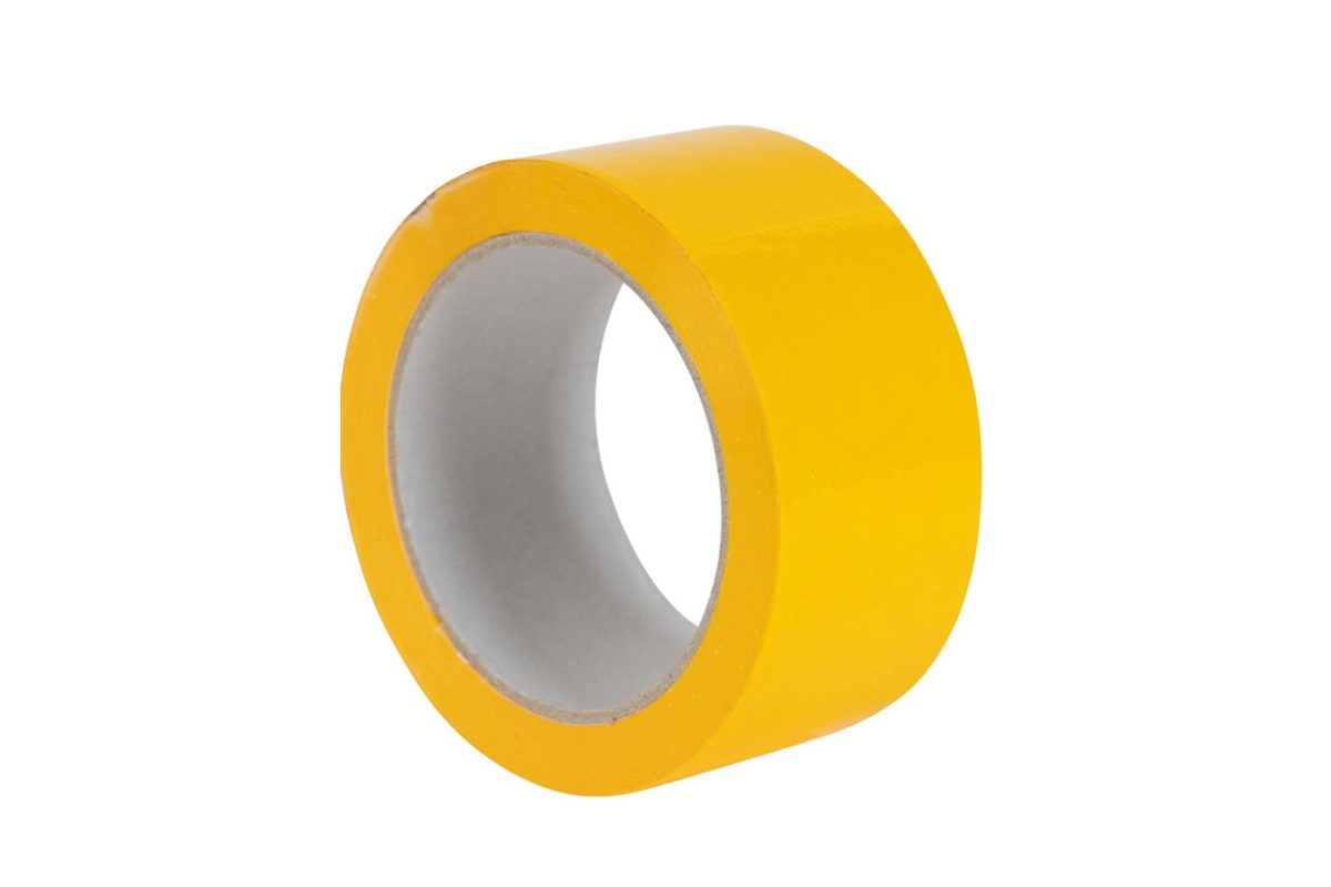 Banda adeziva acrilica 48 mm x 66 m galbena. Banda adeziva colorata.